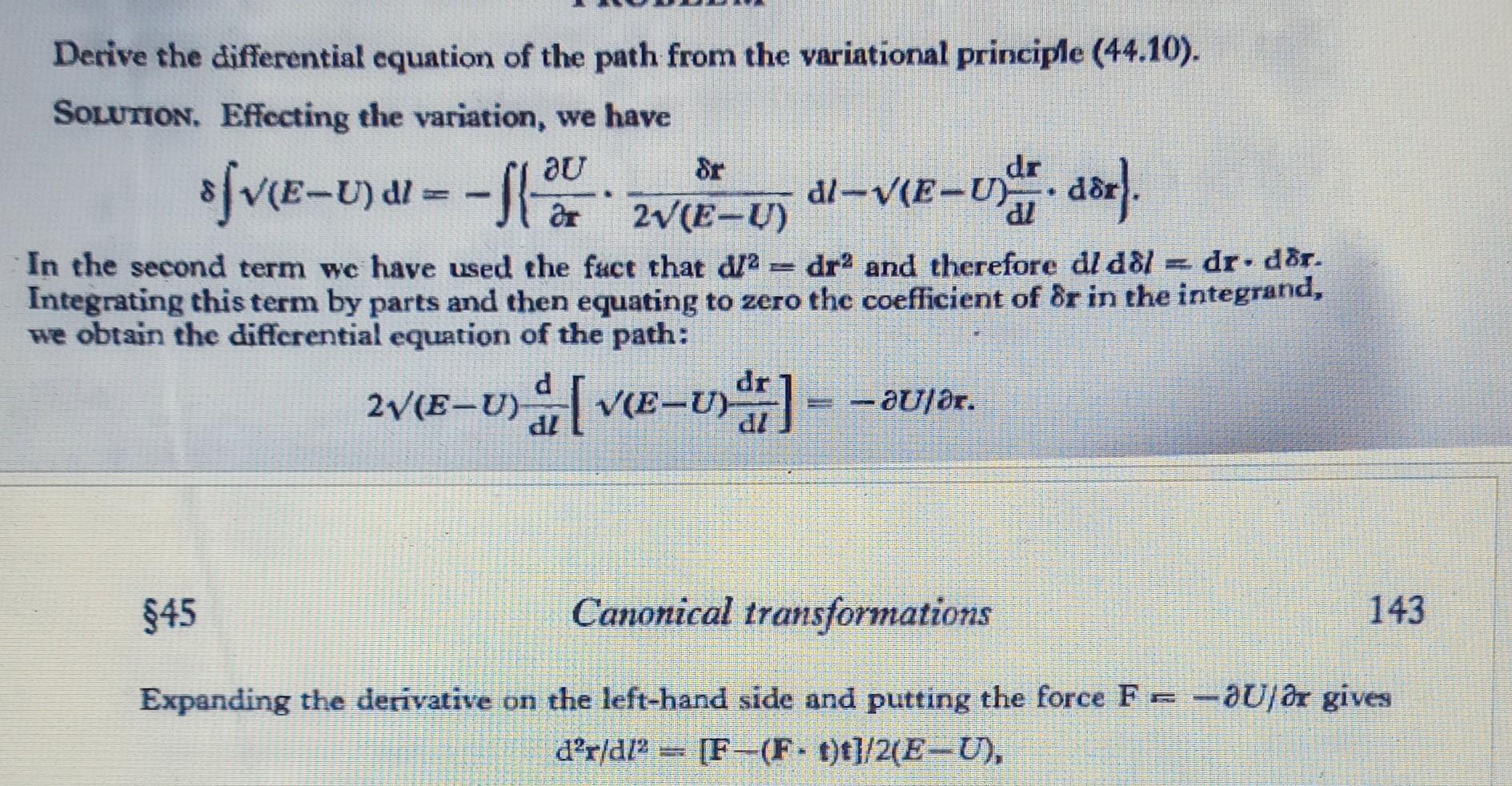 Solved Derive the differential equation of the path from the | Chegg.com