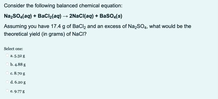 Solved Consider the following balanced chemical equation: | Chegg.com