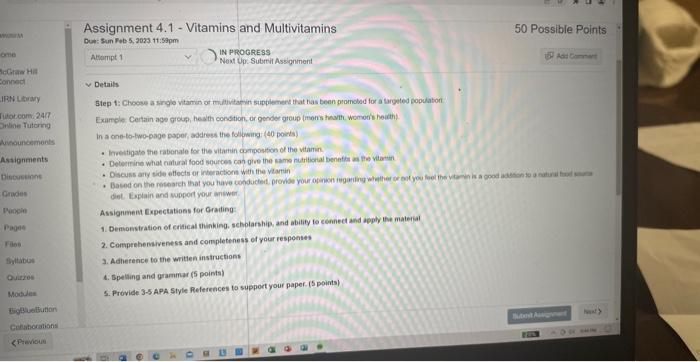 Details Step 1: Choose a single vitamin or | Chegg.com