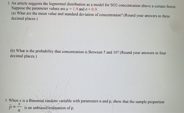 Solved 2. An article suggests the lognormal distribution as | Chegg.com