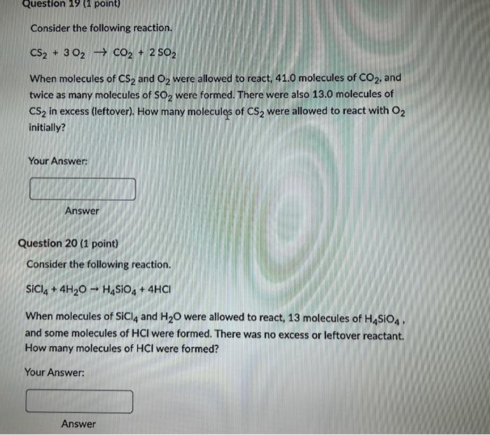 Solved Consider the following reaction. CS2+3O2→CO2+2SO2 | Chegg.com