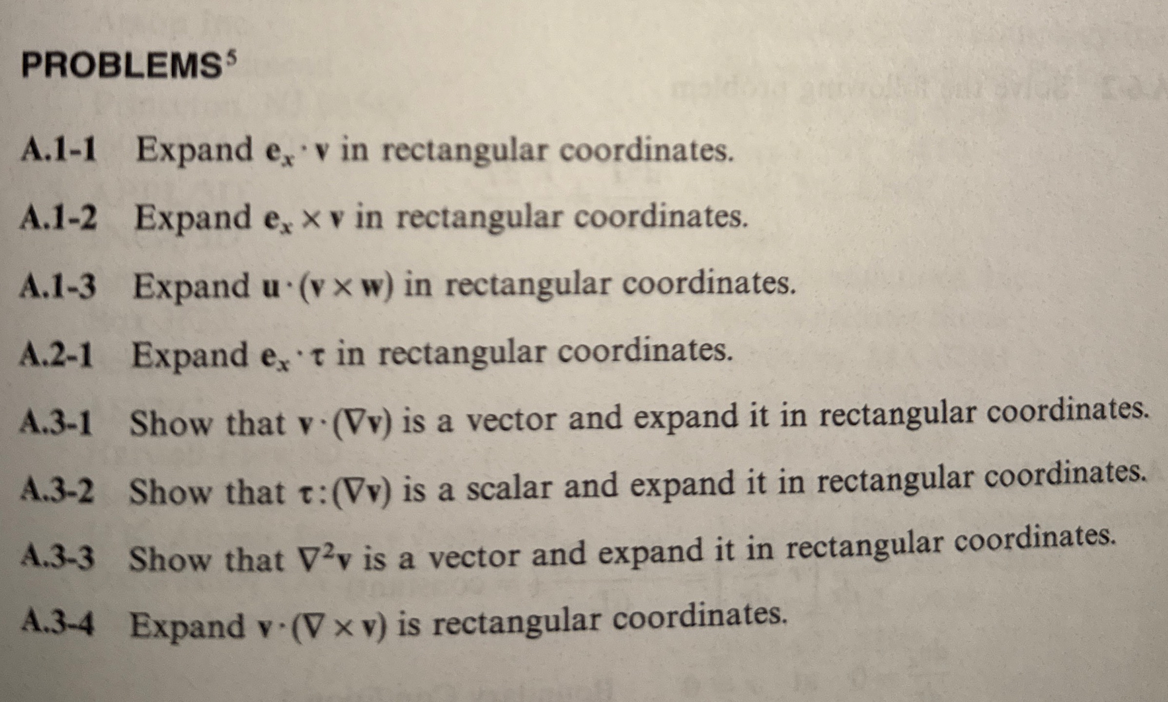 Solved PROBLEMS ?5A.1-1 ﻿Expand ex*v ﻿in rectangular | Chegg.com