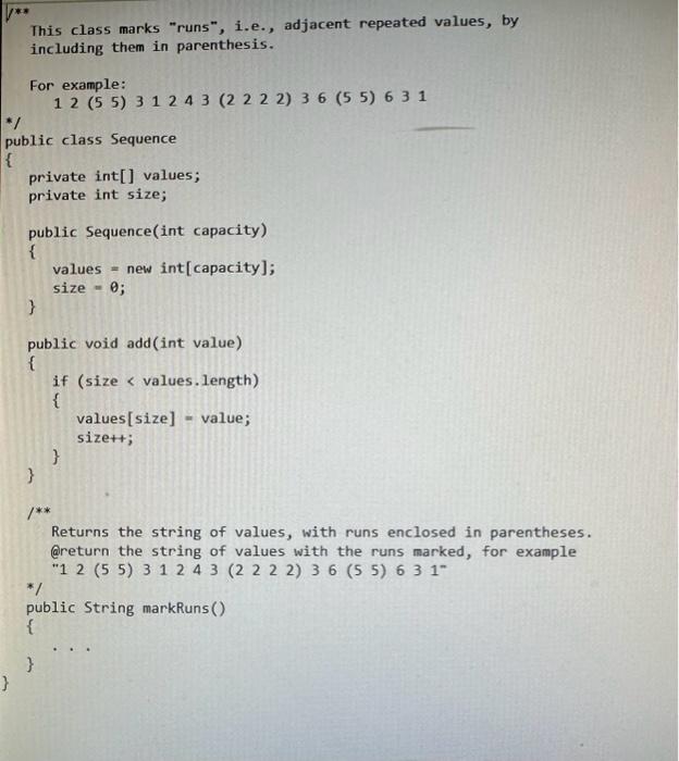 Solved A run is a sequence of the same values repeated. | Chegg.com