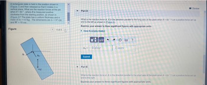 Solved A rectangular plate is held in the position shown in | Chegg.com