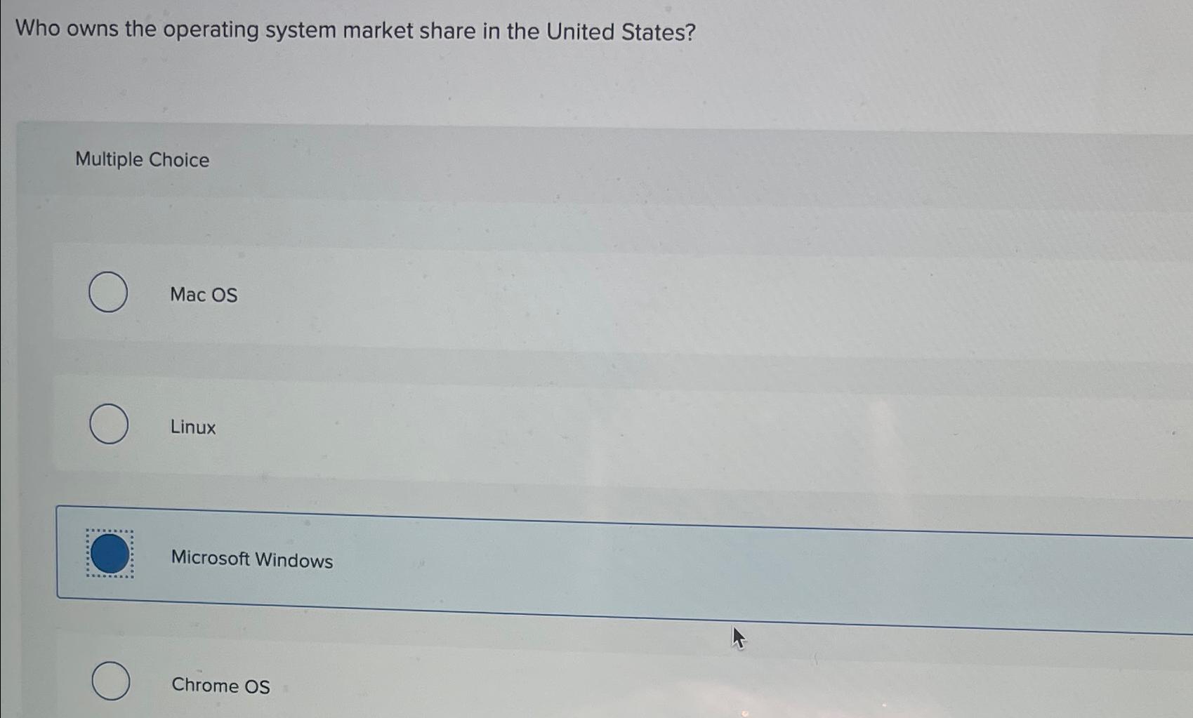Solved Who owns the operating system market share in the | Chegg.com