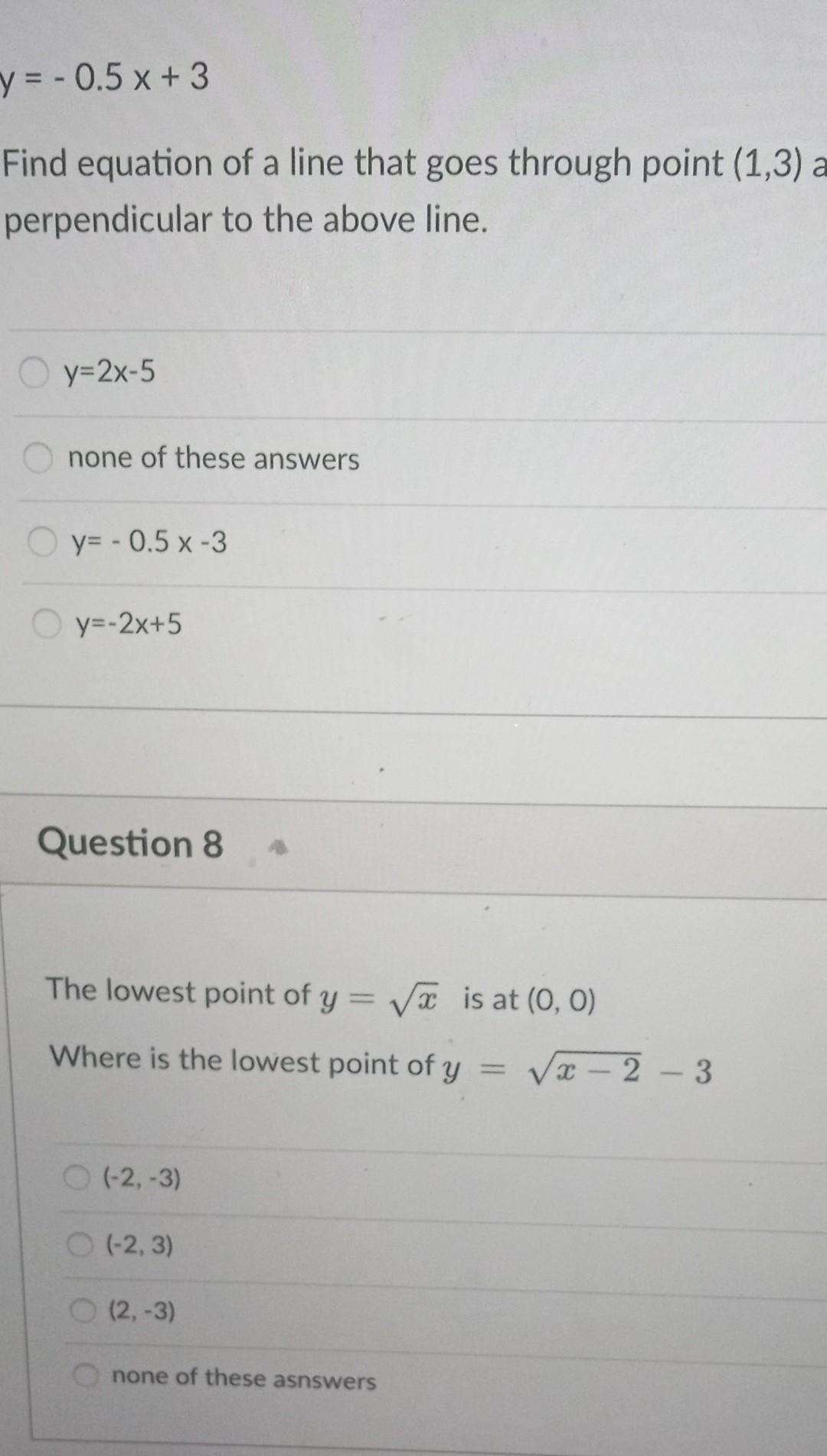 Solved A line goes through point (2,-5) and is parallel to y | Chegg.com