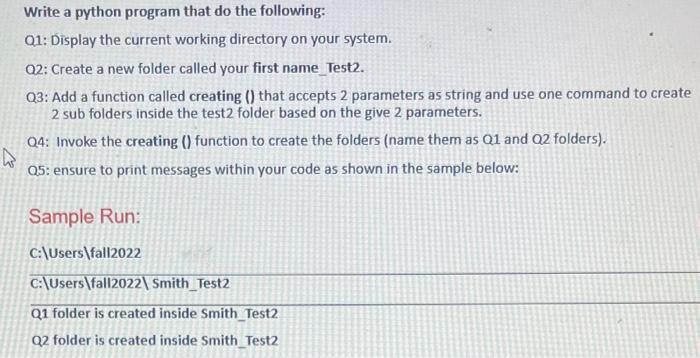 Solved Write a python program that do the following: Q1: | Chegg.com