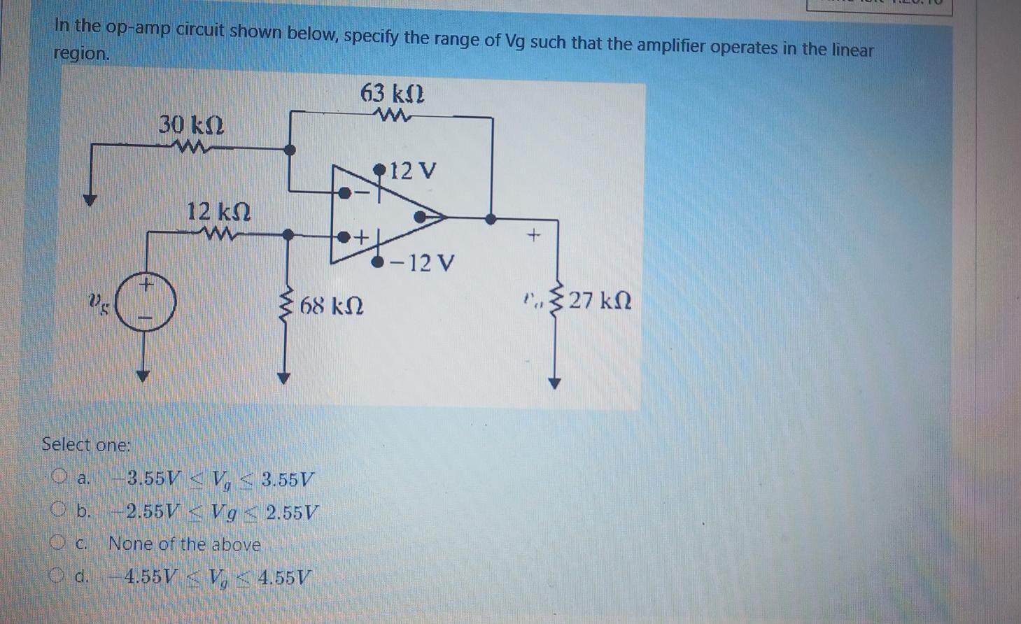 Solved In the op-amp circuit shown below, specify the range | Chegg.com