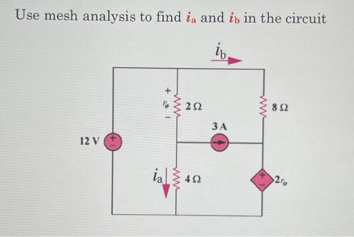 Solved Use mesh analysis to find ia and ib in the circuit | Chegg.com