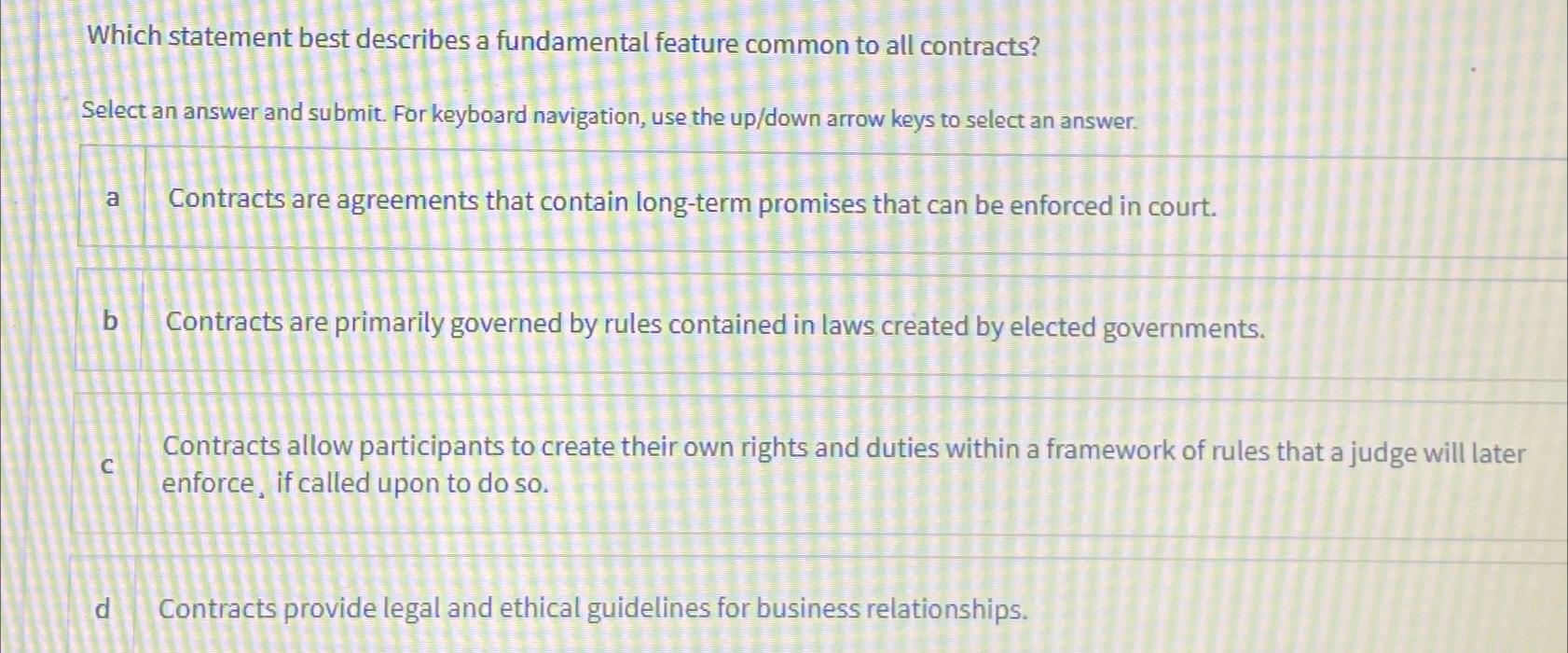Solved Which statement best describes a fundamental feature | Chegg.com