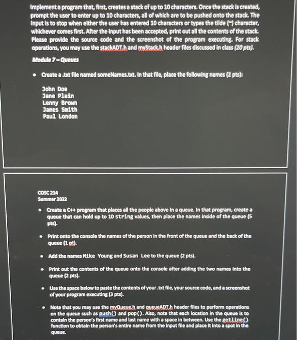 Solved C++ please and provide screenshots please answer | Chegg.com