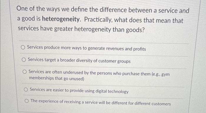Solved One of the ways we define the difference between a | Chegg.com
