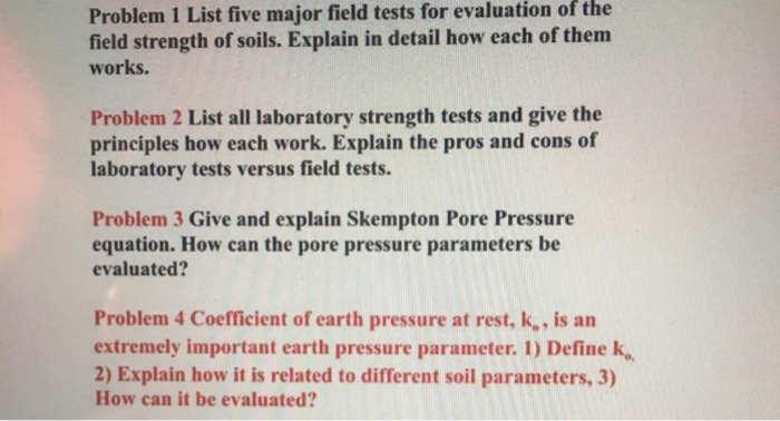 Solved Problem 1 List five major field tests for evaluation | Chegg.com