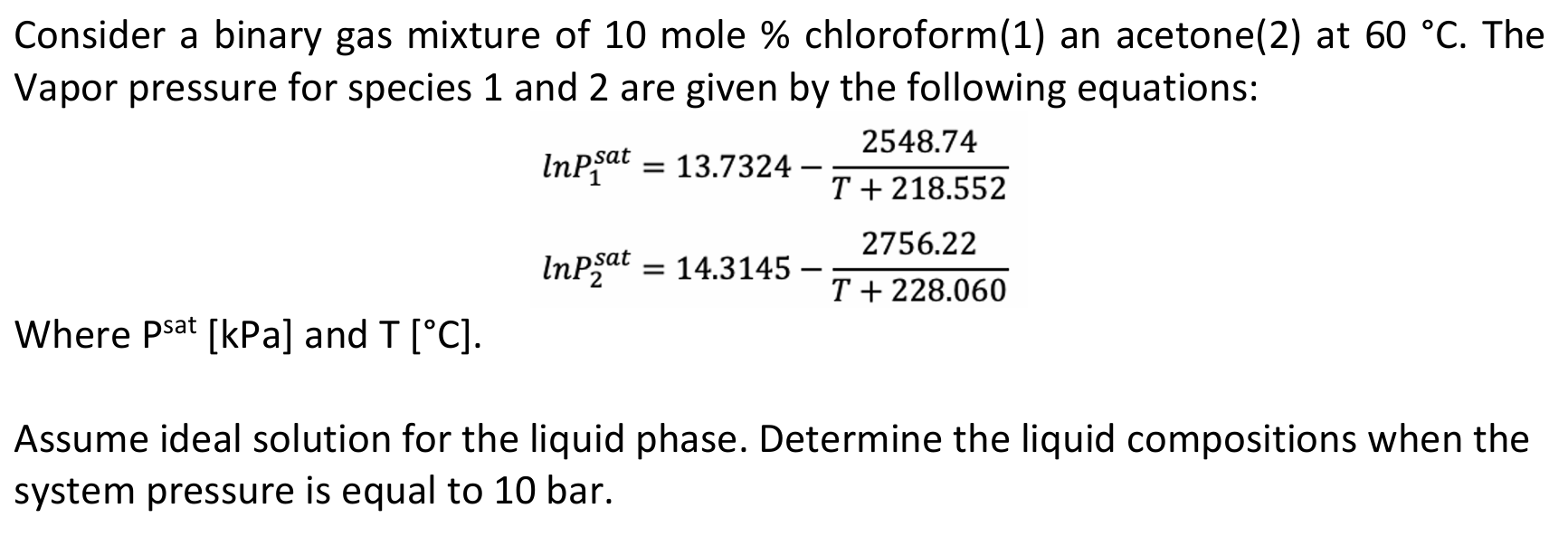 Solved Consider a binary gas mixture of 10 ﻿mole % | Chegg.com