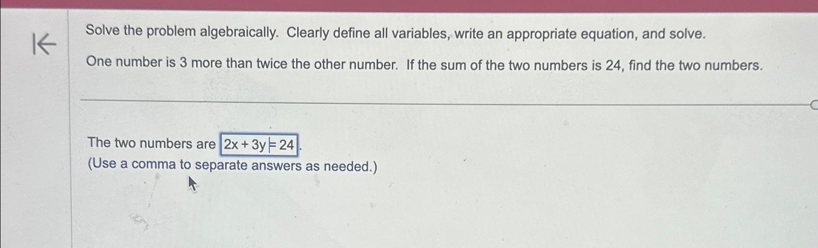 Solved Solve the problem algebraically. Clearly define all | Chegg.com