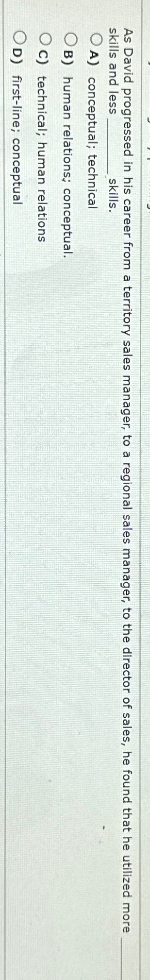 Solved As David progressed in his career from a territory | Chegg.com