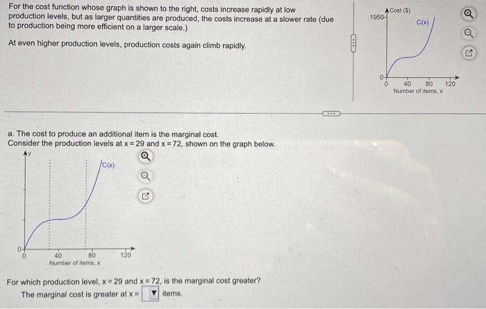 Solved For the cost function whose graph is shown to the | Chegg.com