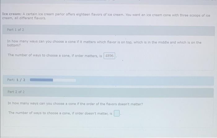 Solved Ice cream: A certain ice cream parior offers elghteen | Chegg.com