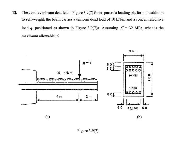 The cantilever beam detailed in ﻿Figure 3.9(7) ﻿forms | Chegg.com