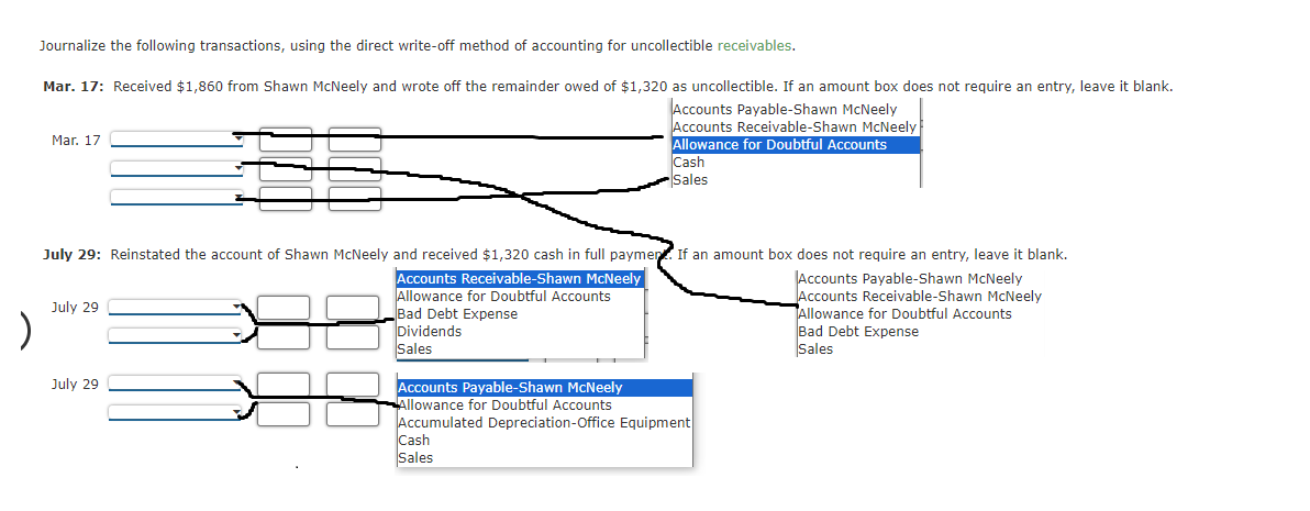 Solved Mar Journalize the following transactions, using the | Chegg.com