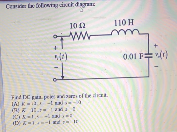 Solved Consider the following circuit diagram: Find DC gain, | Chegg.com