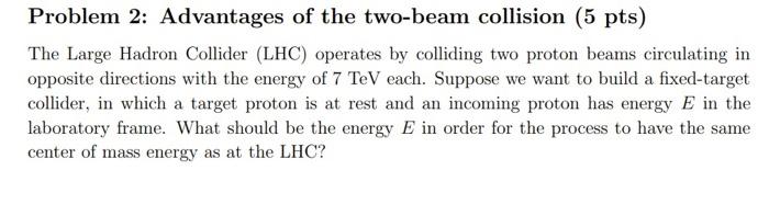Solved Problem 2: Advantages of the two-beam collision (5 | Chegg.com