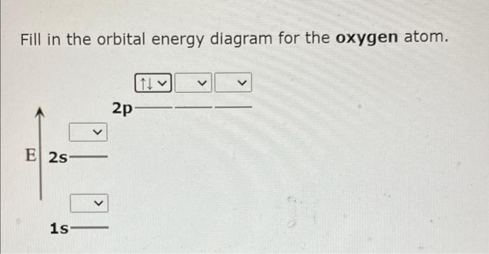 Solved Fill in the orbital energy diagram for the oxygen | Chegg.com