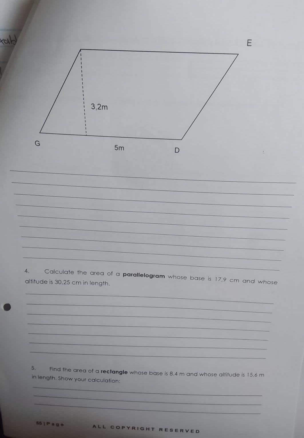Solved 4. Calculate the area of a parallelogram whose base | Chegg.com