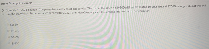 Solved Current Attempt in Progress On November 1, 2021. | Chegg.com