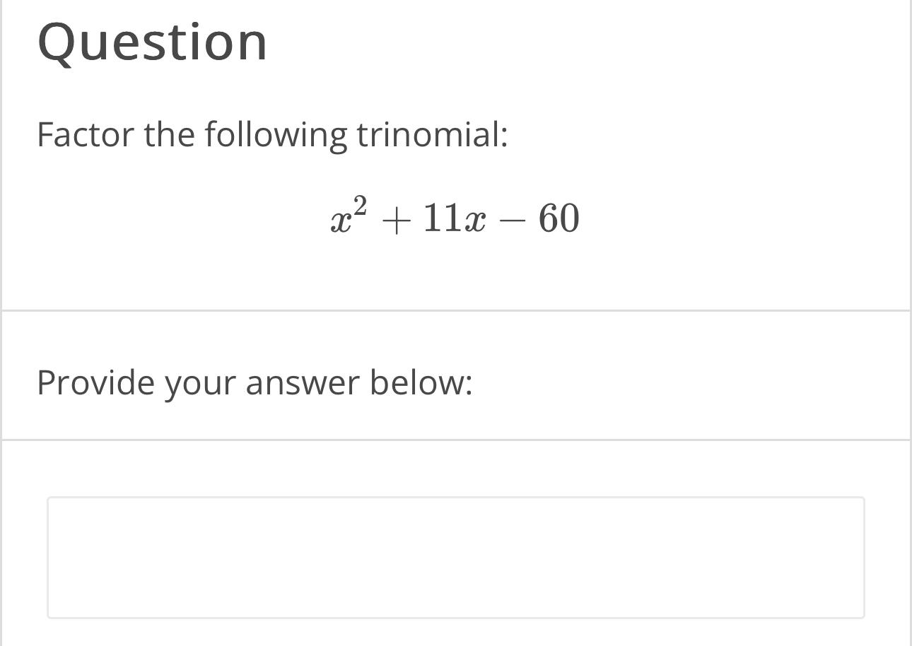 Solved QuestionFactor the following | Chegg.com