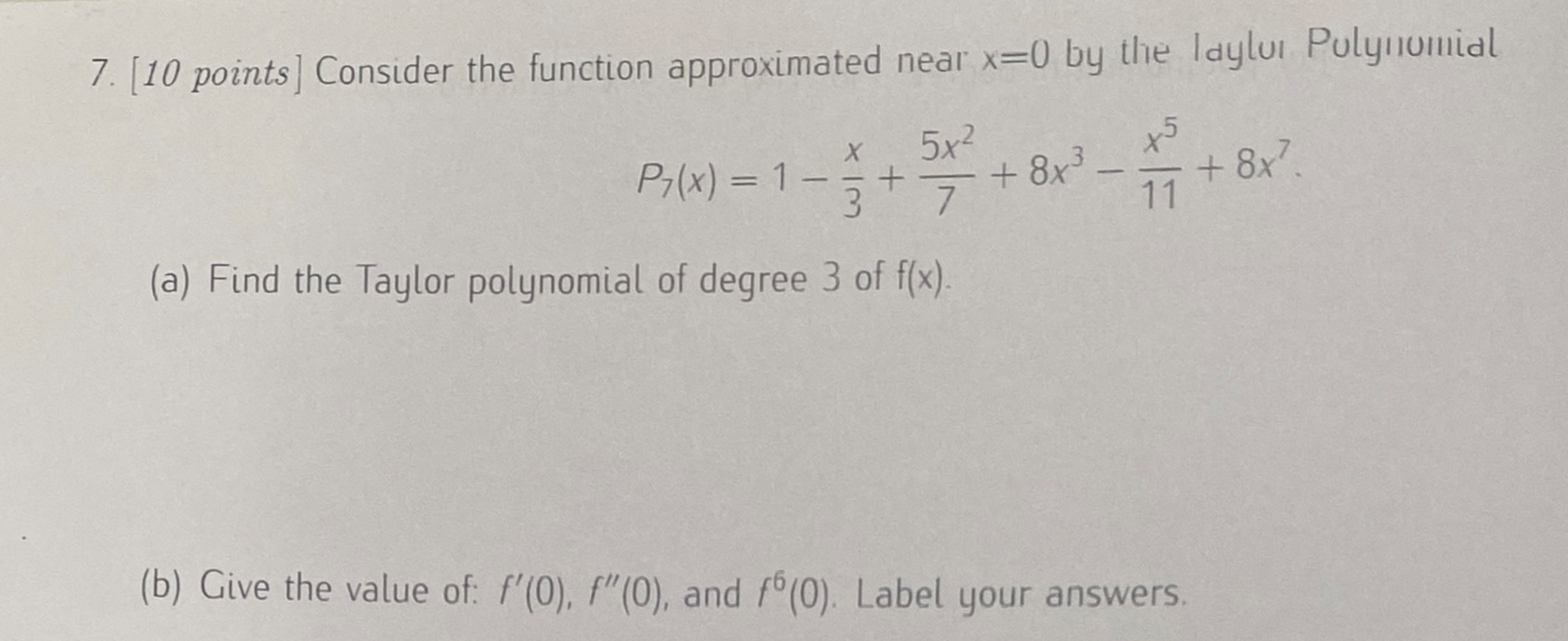 Solved Consider the function approximated near x = 0 ﻿by the | Chegg.com