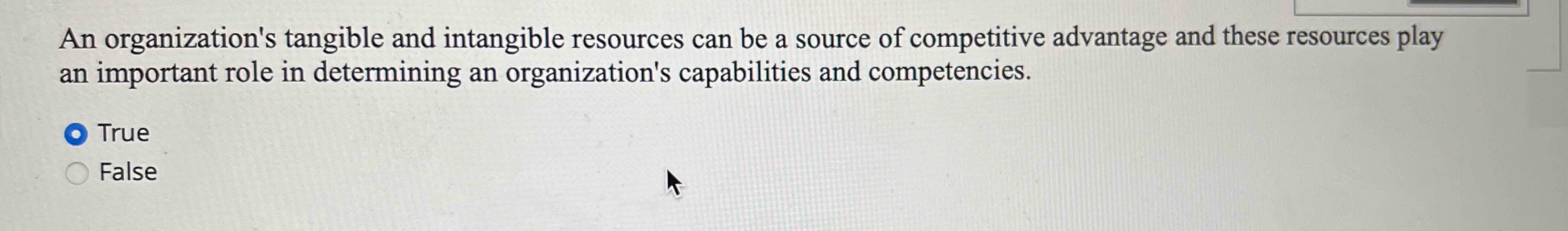 Solved An organization's tangible and intangible resources | Chegg.com