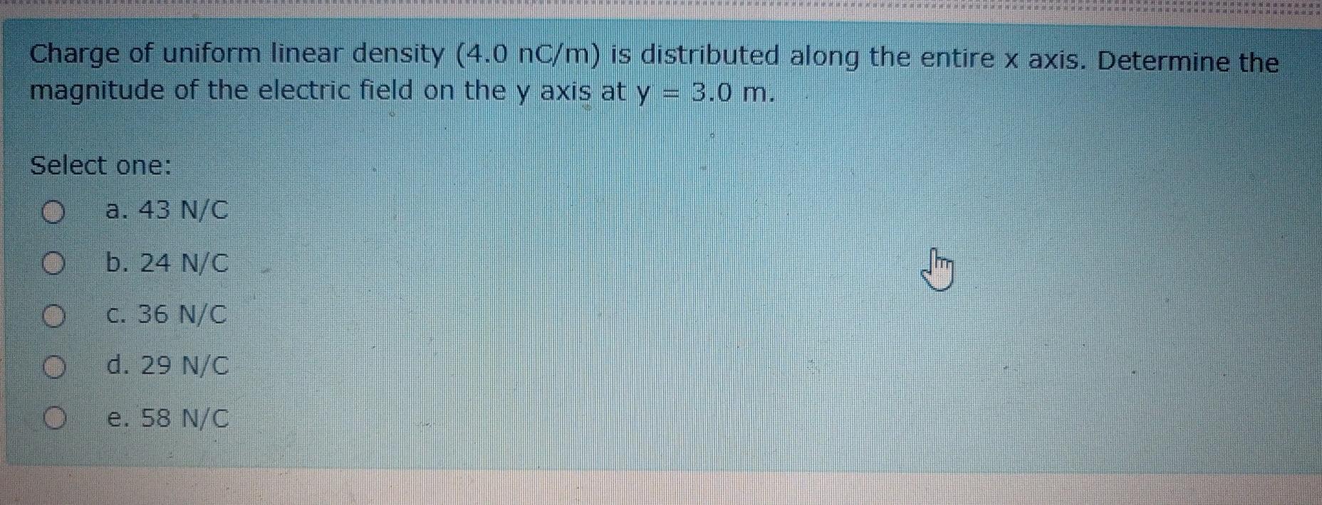 Solved Charge of uniform linear density (4.0 nc/m) is | Chegg.com