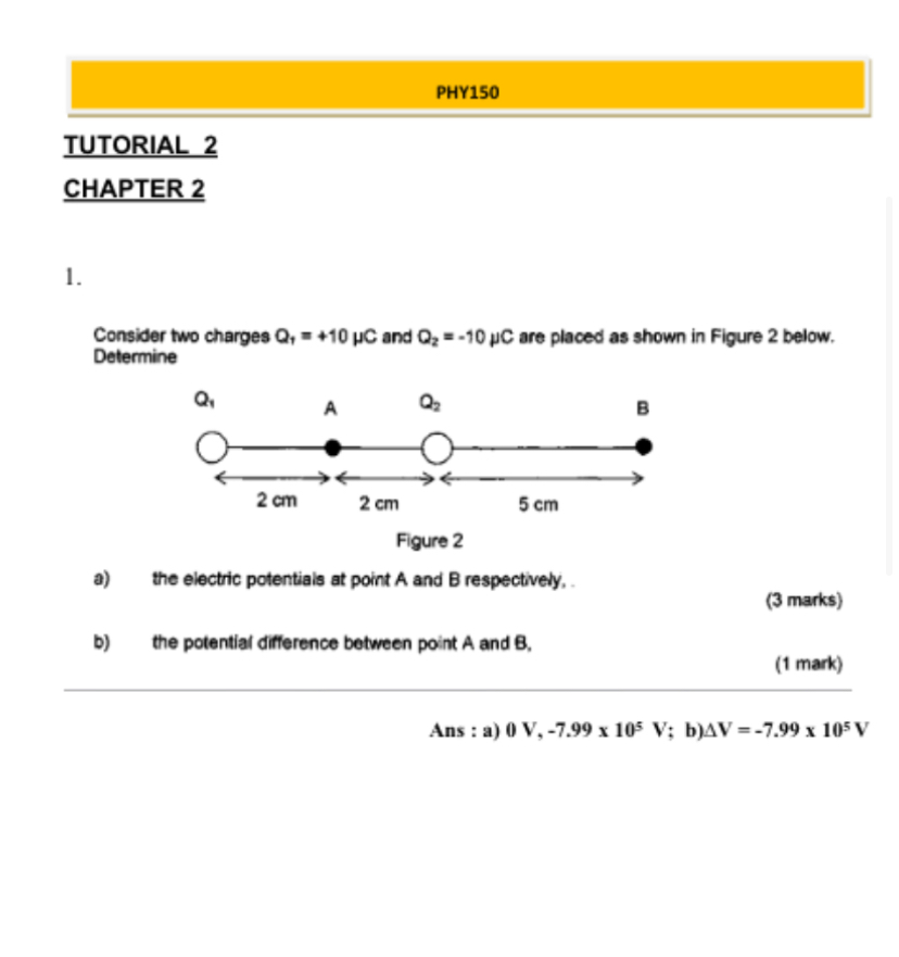Solved PHY150TUTORIAL 2CHAPTER 21.Consider two charges | Chegg.com