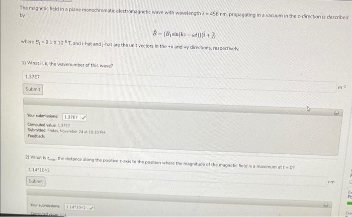 Solved The magnetic field in a plane monochromatic | Chegg.com