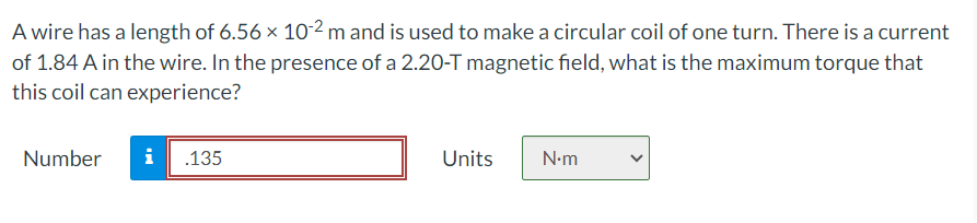Solved 3A wire has a length of 6.56×10-2m ﻿and is used to | Chegg.com