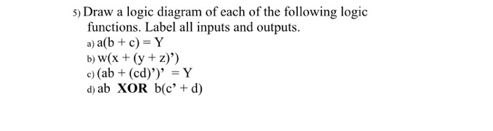 Solved 5) Draw a logic diagram of each of the following | Chegg.com