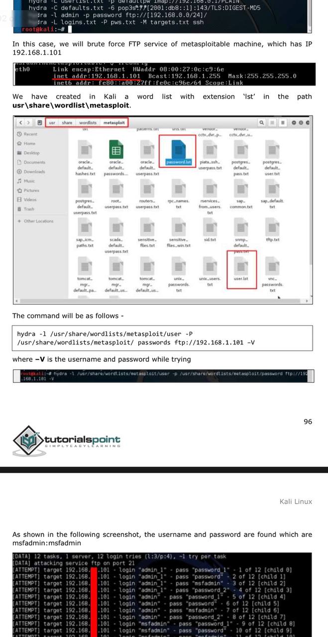 Solved i want to make a used procedure "Hydra Tool" in kali | Chegg.com