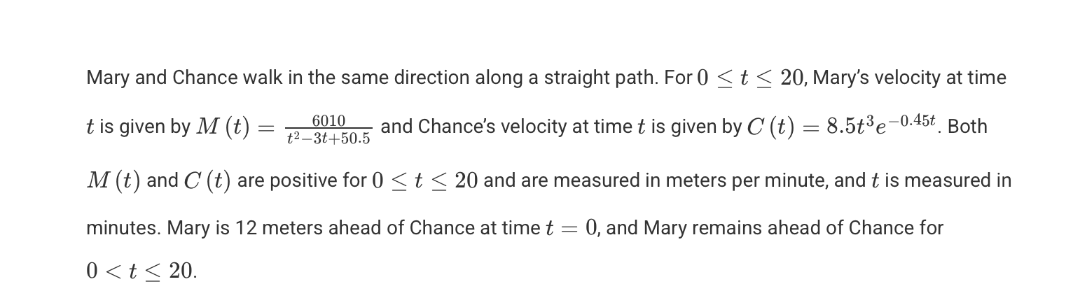 Solved Mary and Chance walk in ﻿the same direction along a | Chegg.com