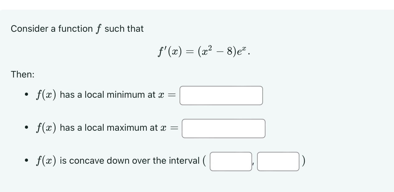 Solved Consider a function f ﻿such | Chegg.com