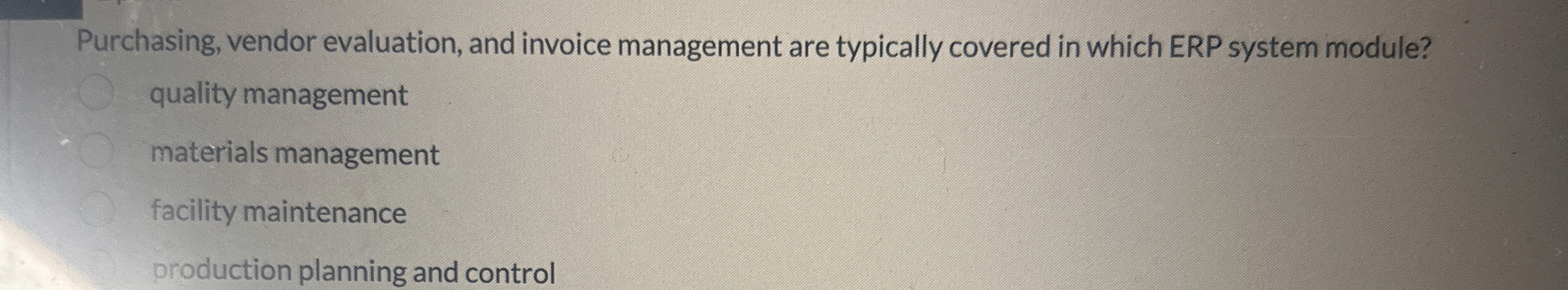 Solved Purchasing, vendor evaluation, and invoice management | Chegg.com