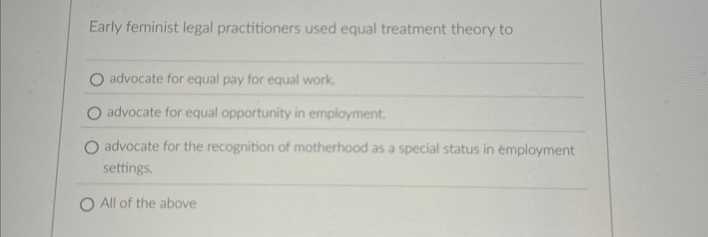 Solved Early feminist legal practitioners used equal | Chegg.com