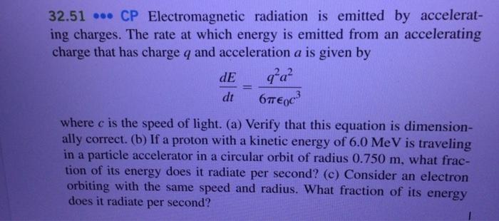 Solved 32.51 CP Electromagnetic radiation is emitted by | Chegg.com