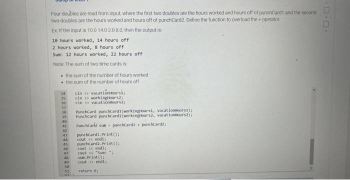Solved Four doubles are read from input, where the first two | Chegg.com