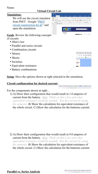 Period: - Name: Virtual Circuit Lab Simulation: We | Chegg.com