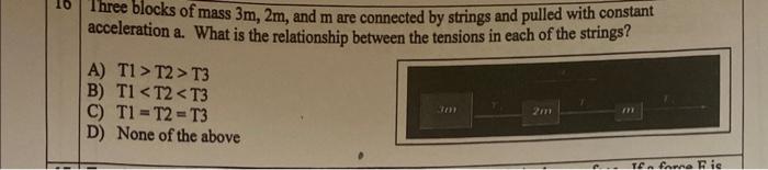 Solved Three blocks of mass 3 m,2 m, and m are connected by | Chegg.com