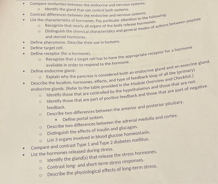 Solved - Compare similarities between the endocrine and | Chegg.com