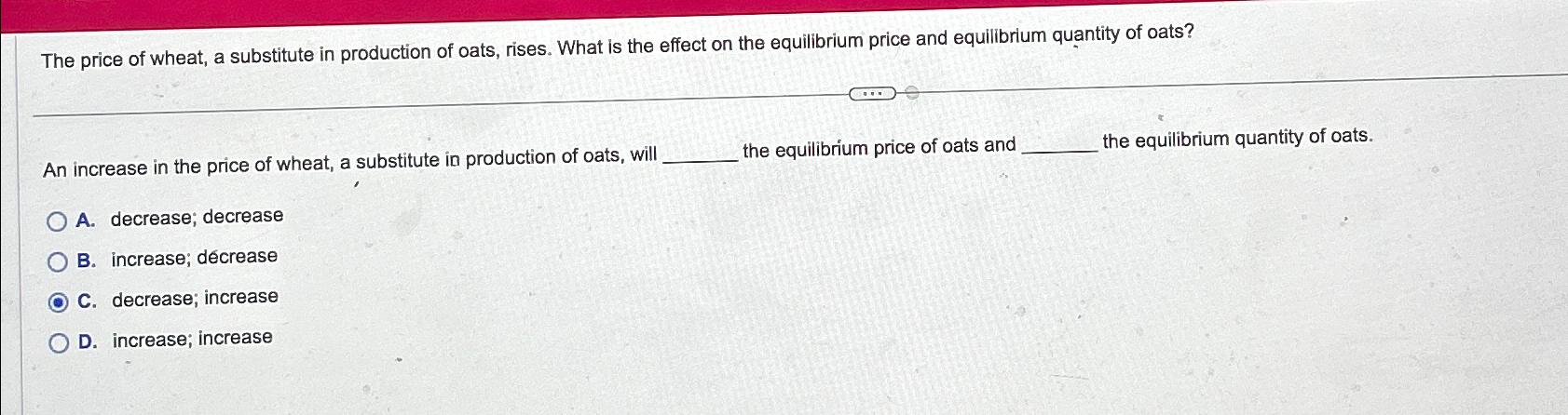 Solved The price of wheat, a substitute in production of | Chegg.com