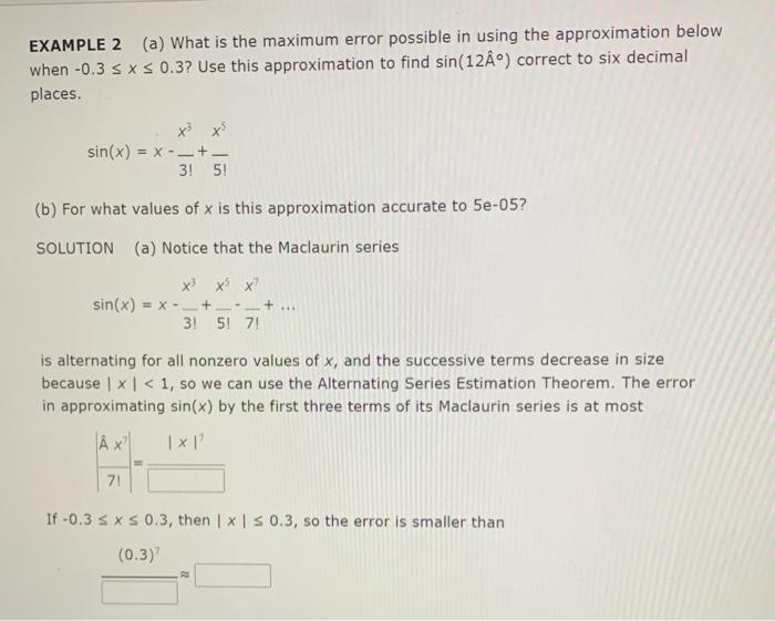 Solved EXAMPLE 2 (a) What is the maximum error possible in | Chegg.com
