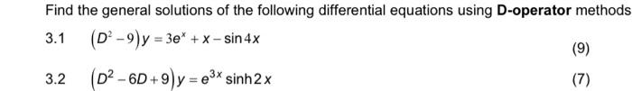 Solved Find the general solutions of the following | Chegg.com